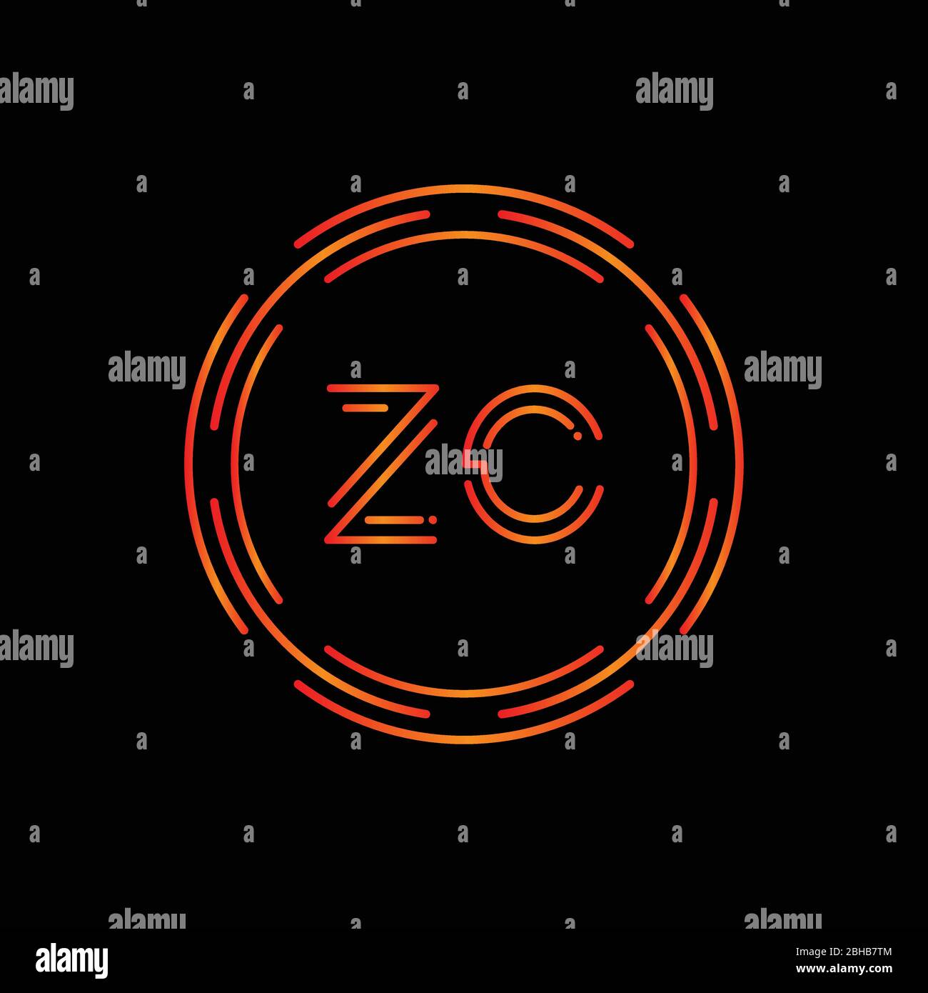 Initial ZC Logo Design Vector Template. Digital Circle Letter ZC Business Logo Vector ...