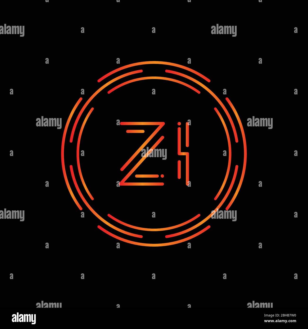 Initial ZI Logo Design Vector Template. Digital Circle Letter ZI ...