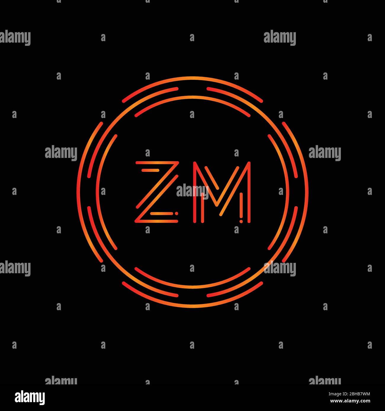 Initial ZM Logo Design Vector Template. Digital Circle Letter ZM ...