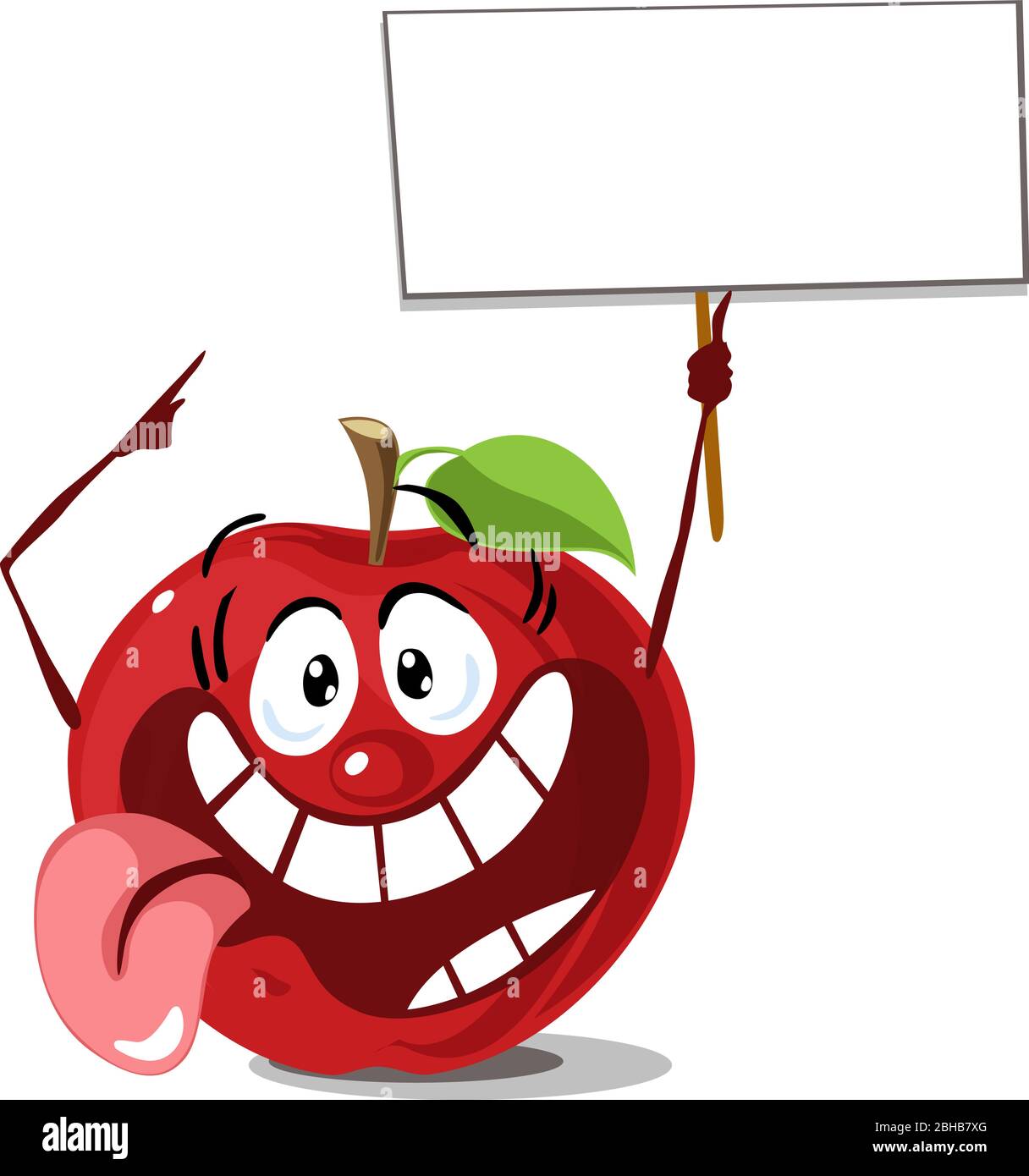 apple with sign board hold in hand vector cartoon illuistration flat ...