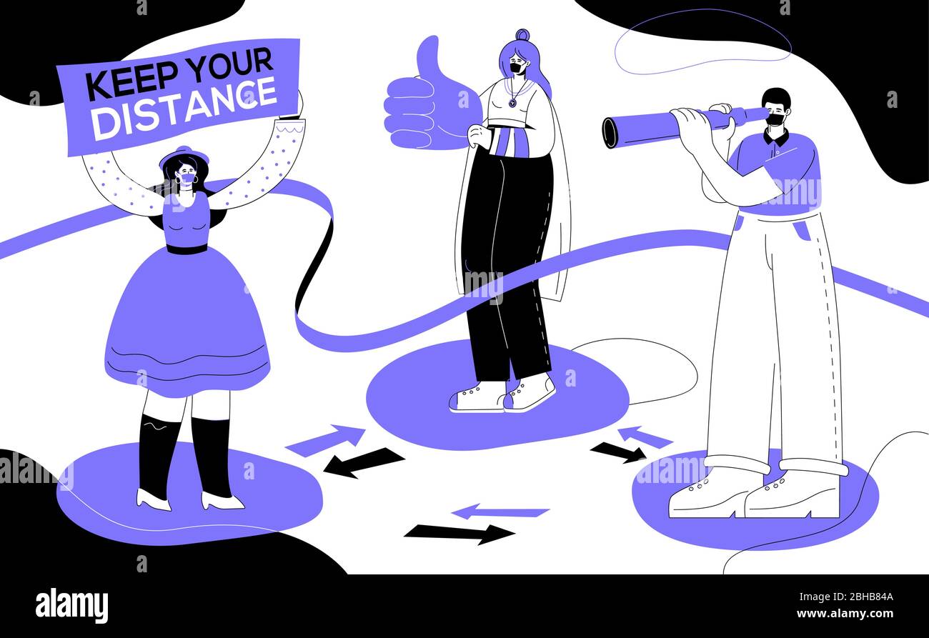 Keep your distance - colorful flat design style illustration Stock ...