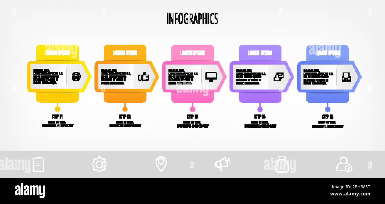 Infographics with 5 elements with arrows. Vector concept of five ...
