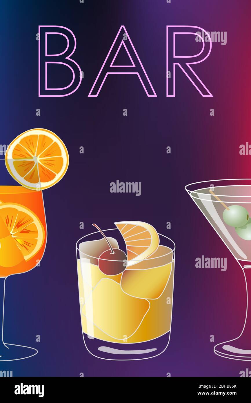 Cocktail party vector invitation poster or banner with colorful drinks ...