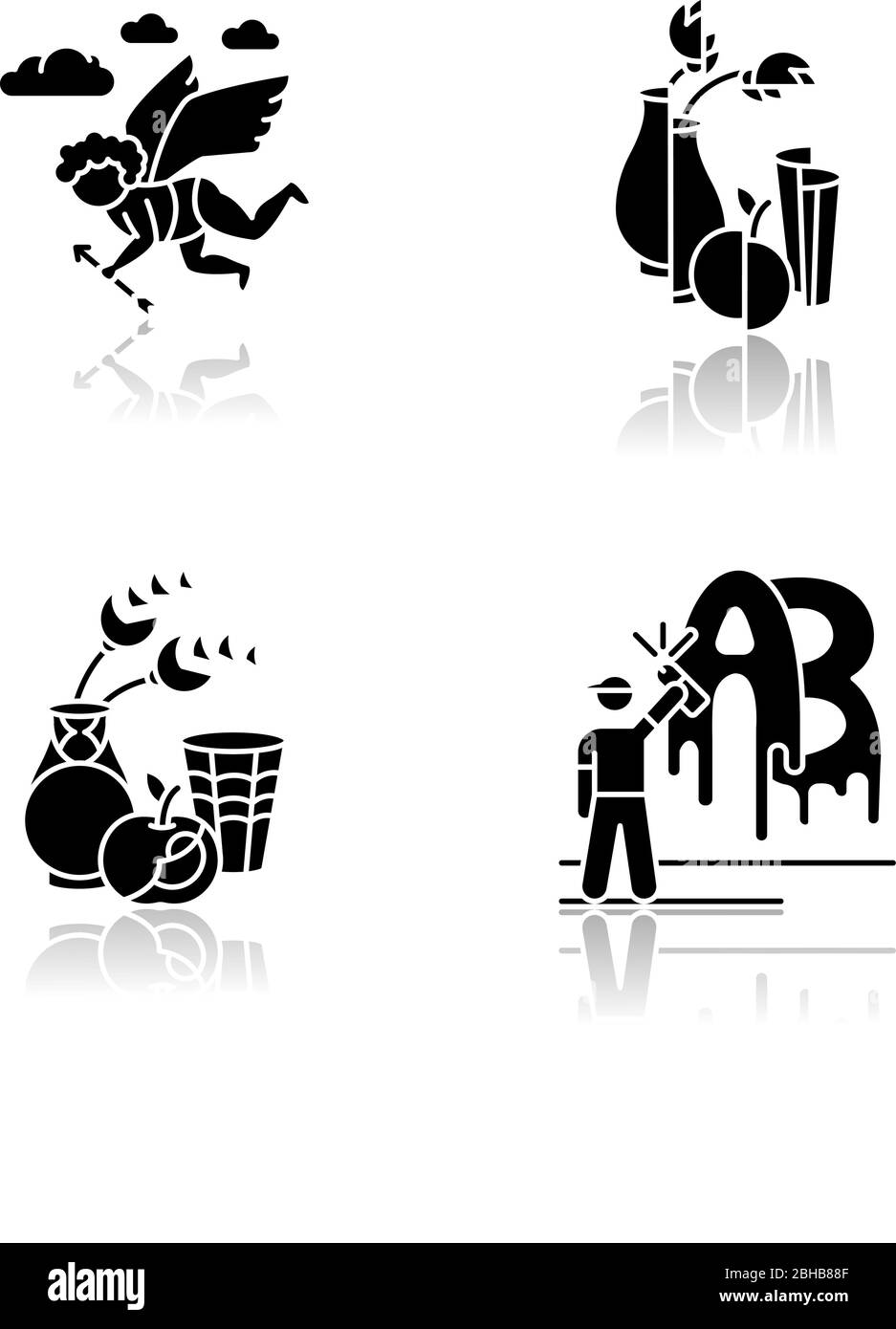 Art movements drop shadow black glyph icons set Stock Vector Image ...