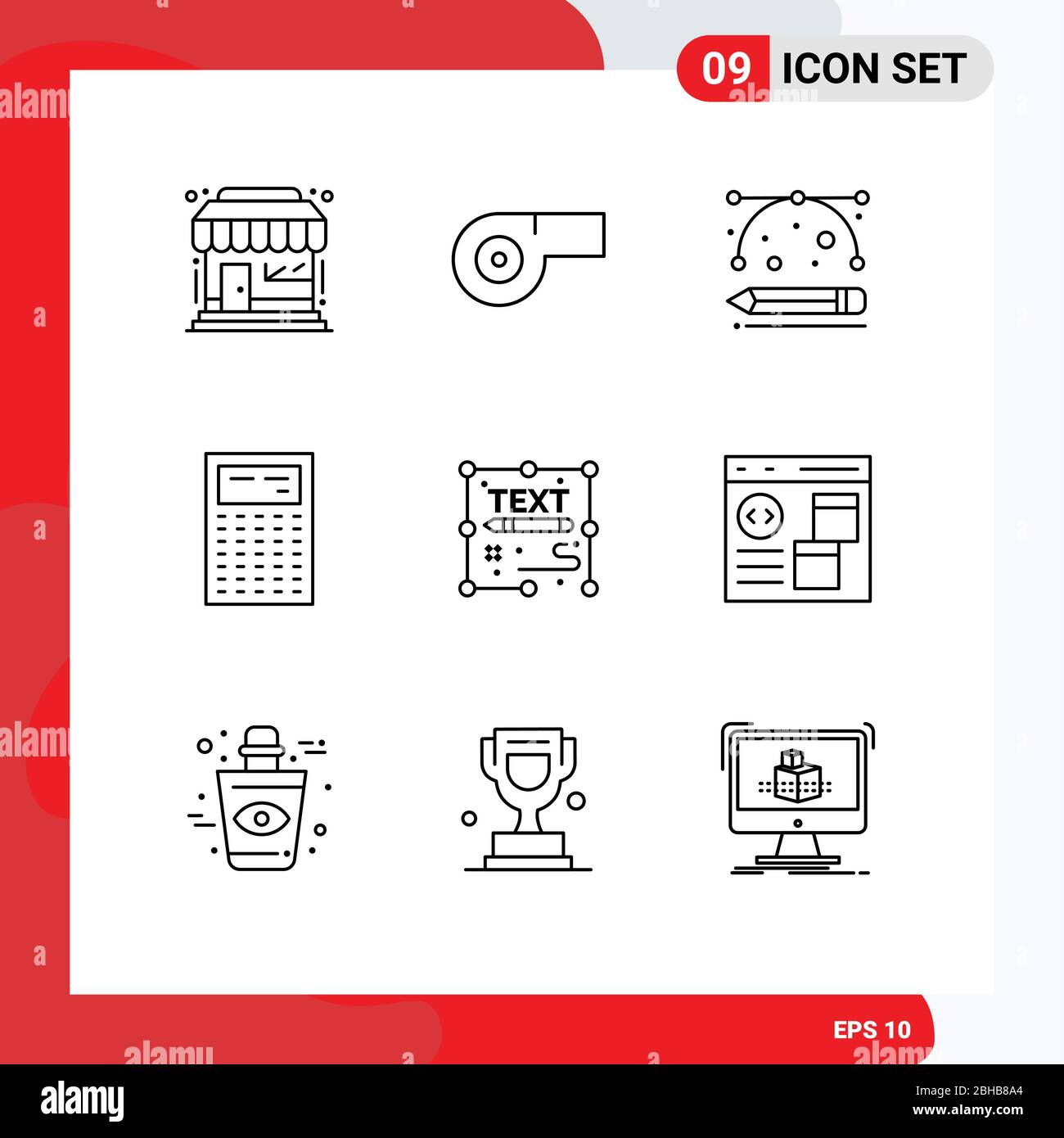Group of 9 Modern Outlines Set for page, creative, development tools ...