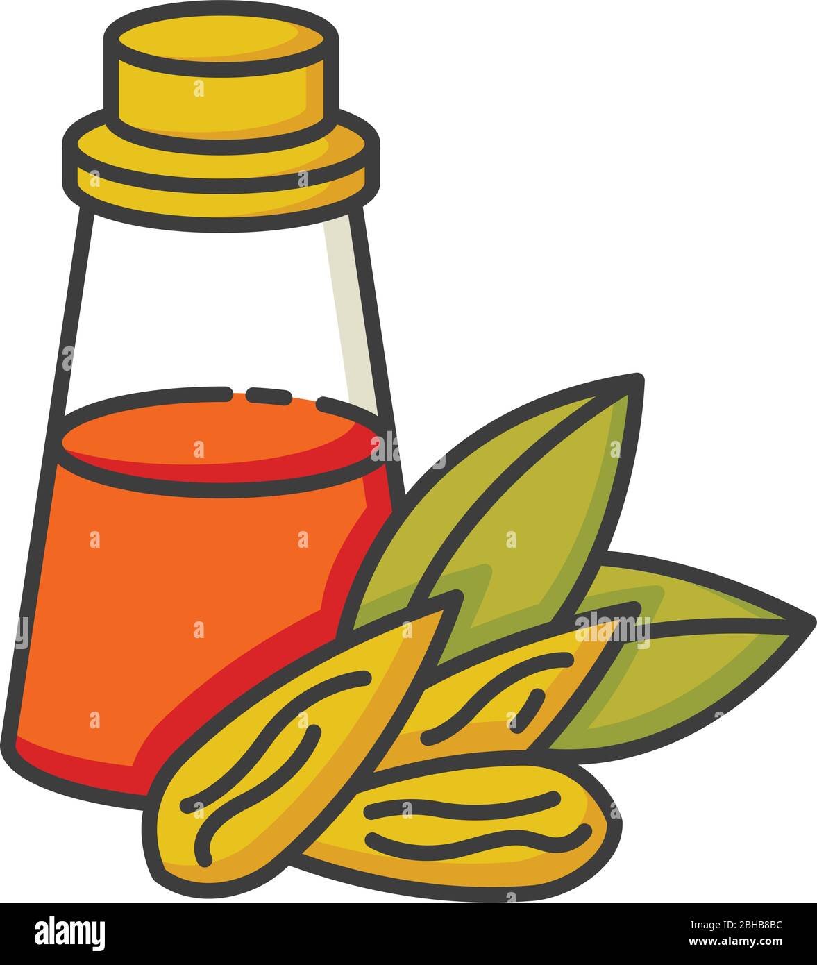 Almond oil RGB color icon. Raw nut extract in liquid form. Organic ...