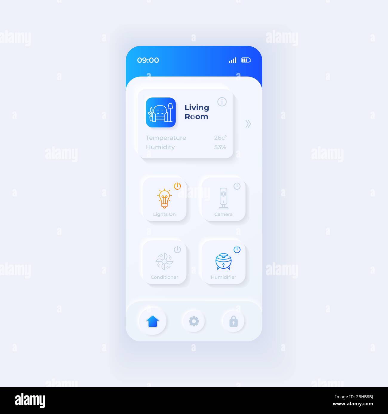 Smart home application smartphone interface vector template. Mobile app ...