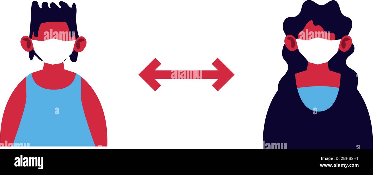 people keep social distance on white background vector illustration ...