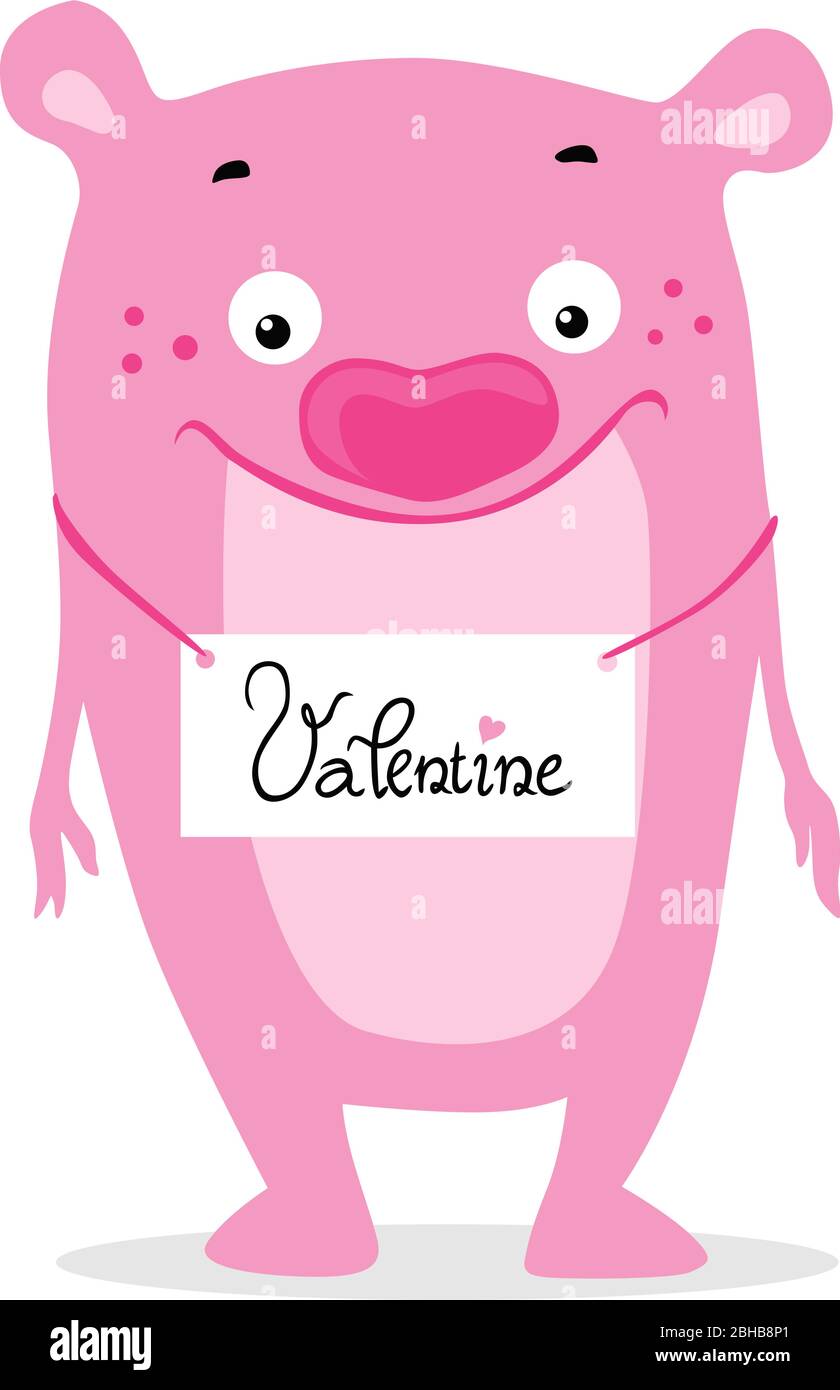 valentine character monster love heart - flat design illustration Stock ...