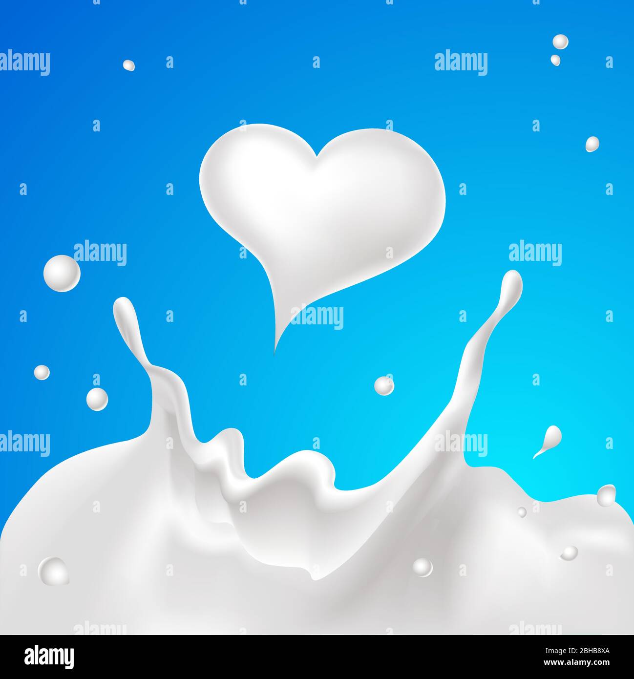 milk splash and white milk heart - vector illustration Stock Vector ...