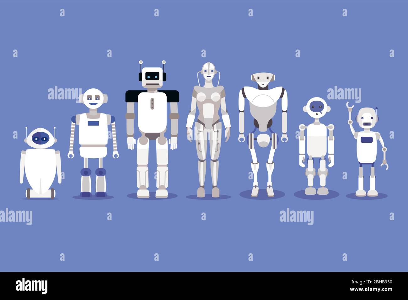 Set of robots faces and heads for used as characters avatars. Imaginative and friendly ...
