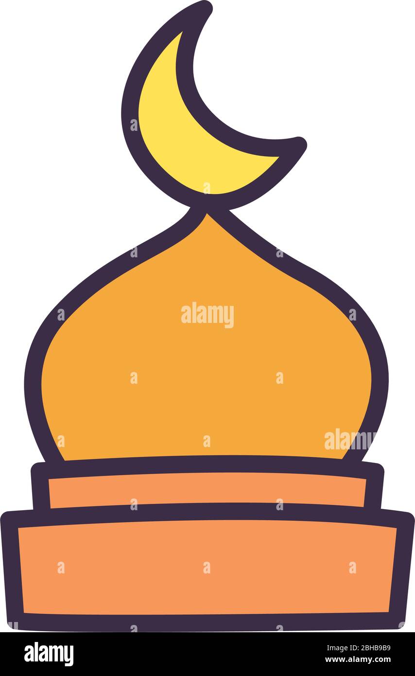 Eid mubarak tower with moon fill style icon design, Islamic religion ...