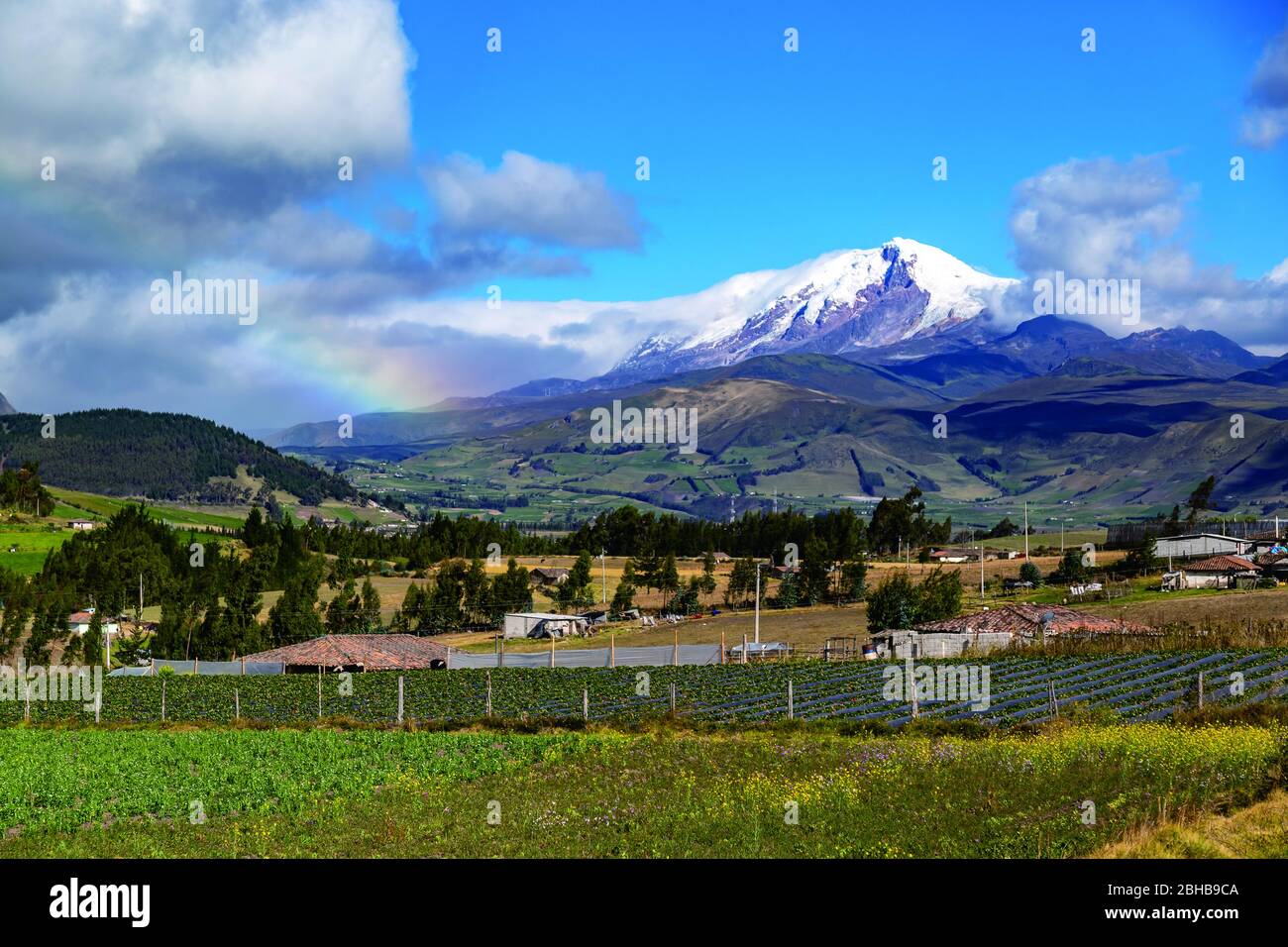 Ecuadorian Andean landscape, Cayambe volcano seen from Pesillo Stock ...