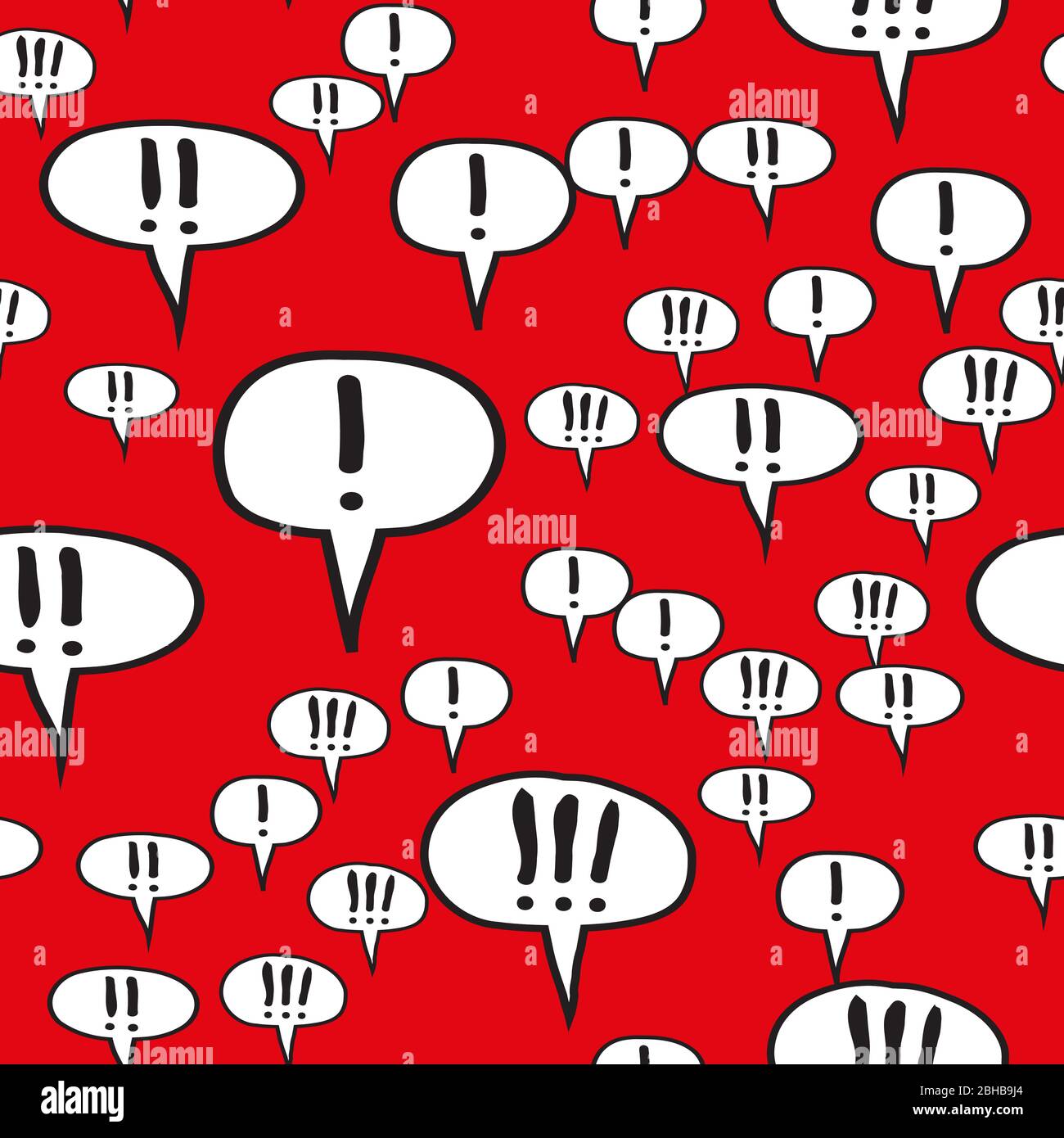 Exclamation Mark Comic Speech Bubbles Seamless Pattern on Red Stock ...