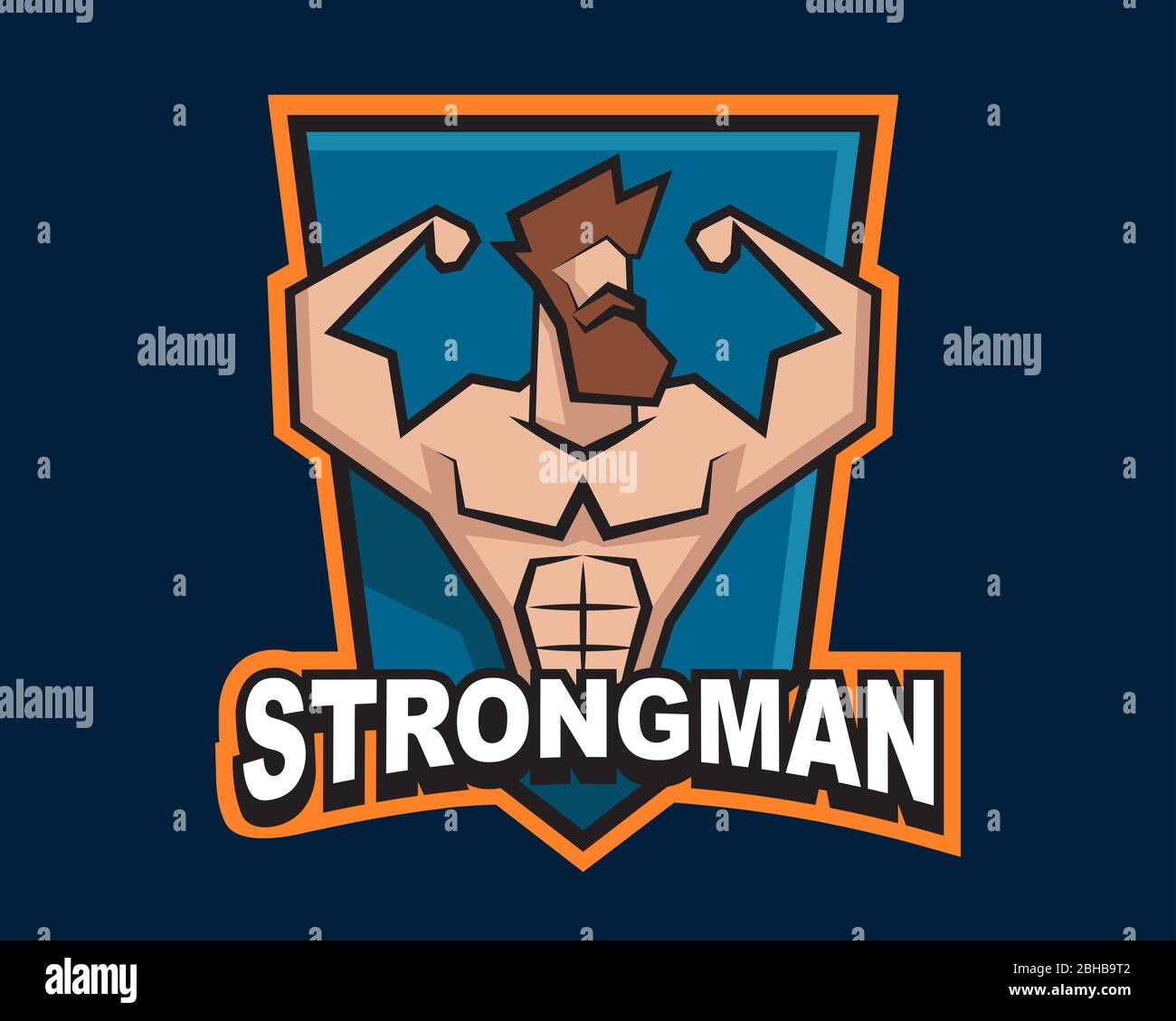 Strongman logo template for gym, sport, bodybuilding or fitness. Vector ...