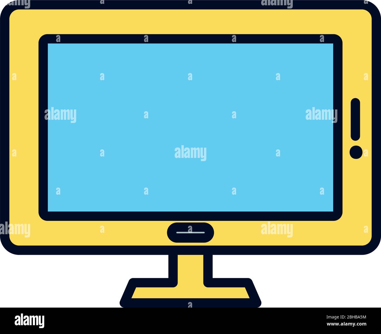 computer monitor icon over white background, color line style, vector ...