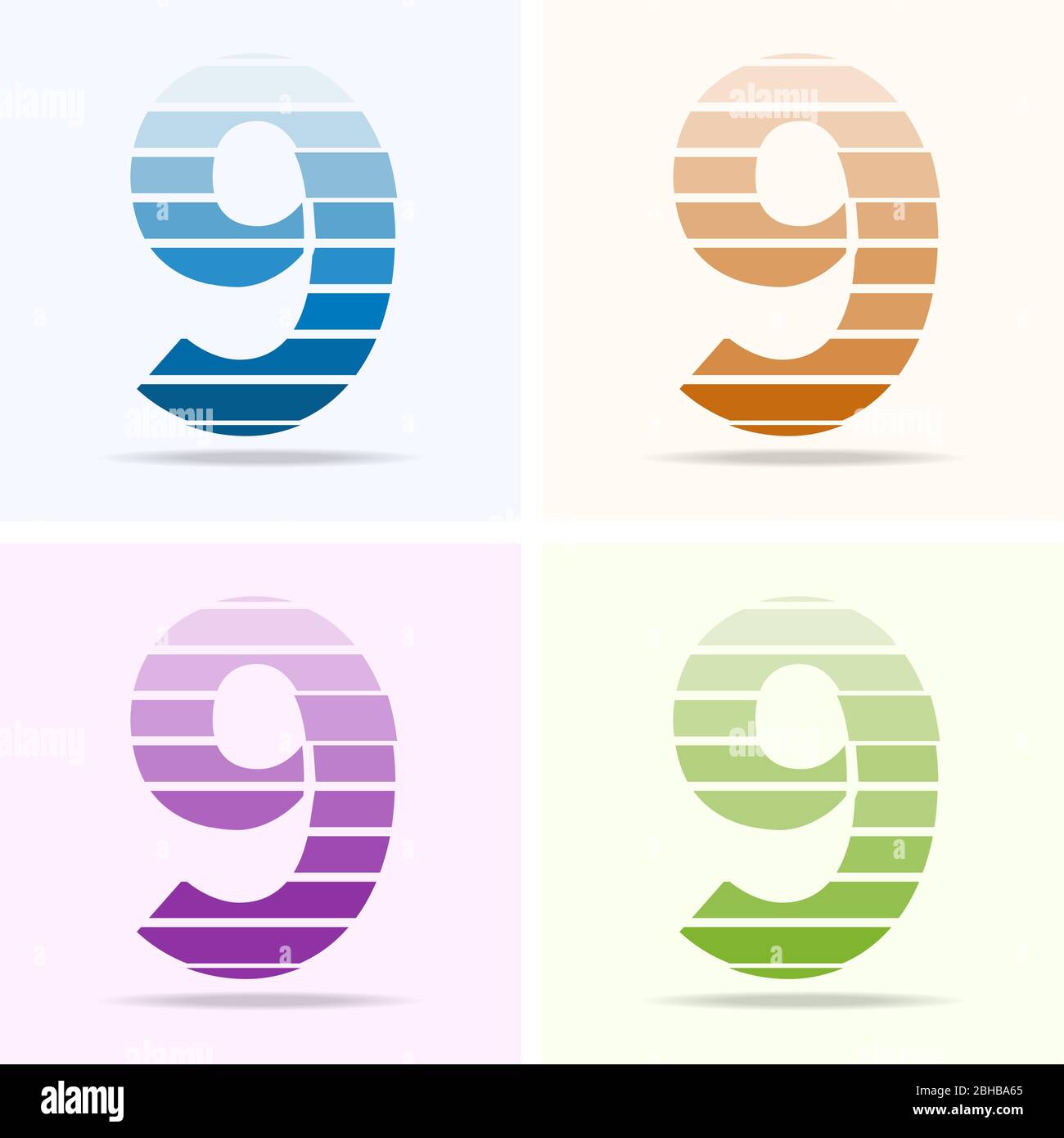 Number 9 logo set, modern emblem, desing element template. Number ...