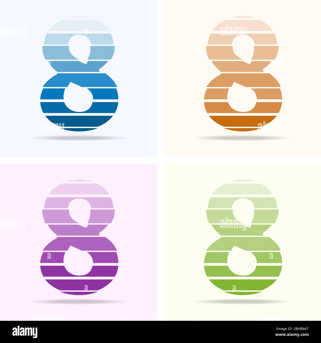 Number 8 logo set, modern emblem, desing element template. Number ...
