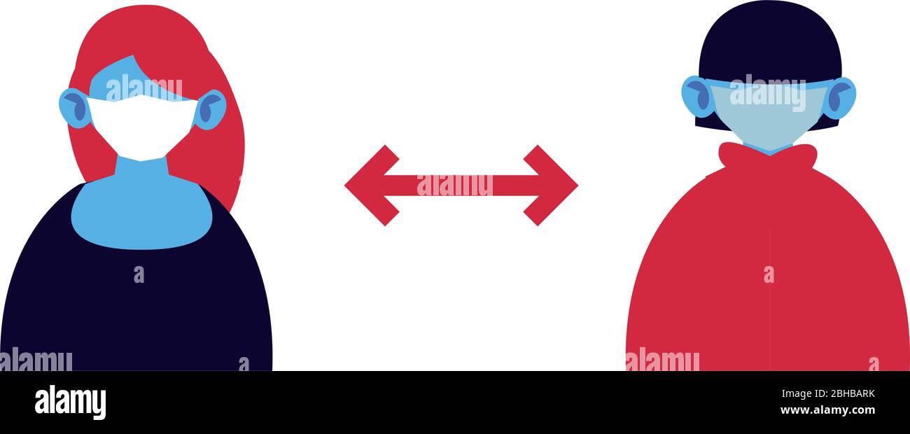 people keep social distance on white background vector illustration ...