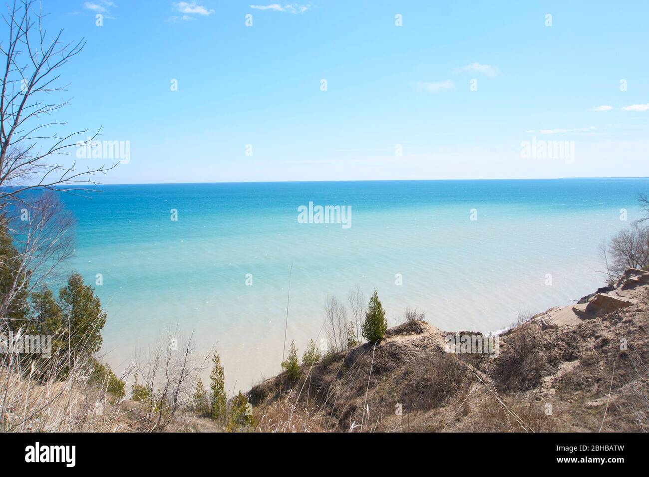 Lake Michigan, Wisconsin side, bluff erosion Stock Photo - Alamy