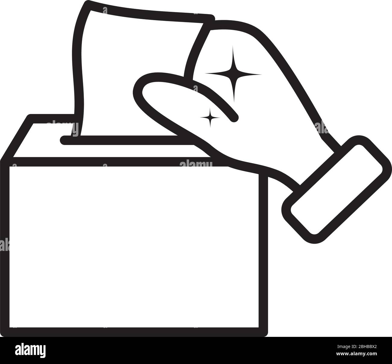 hand with tissues box icon over white background, line style, vector ...
