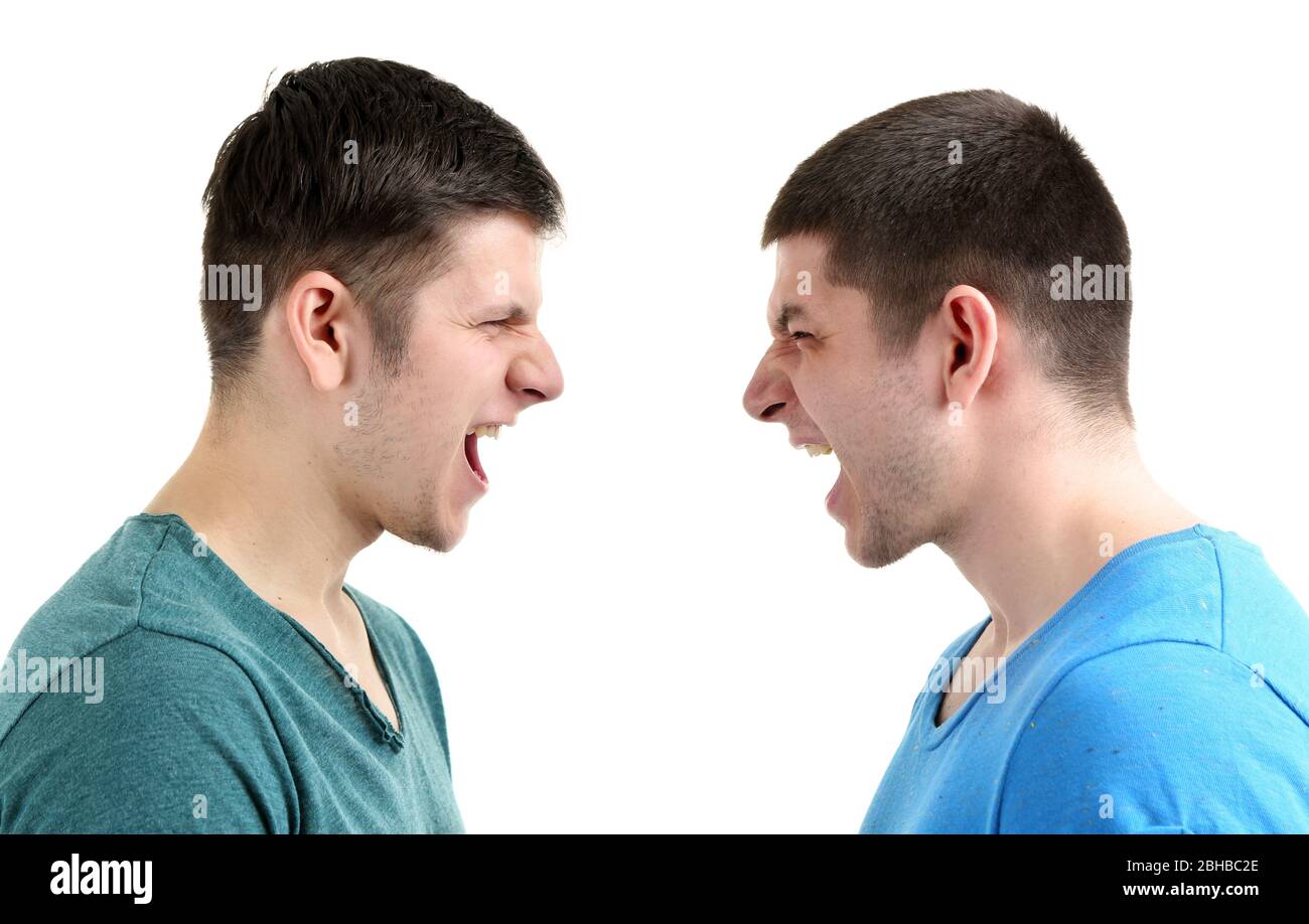 Two handsome young men isolated on white Stock Photo - Alamy