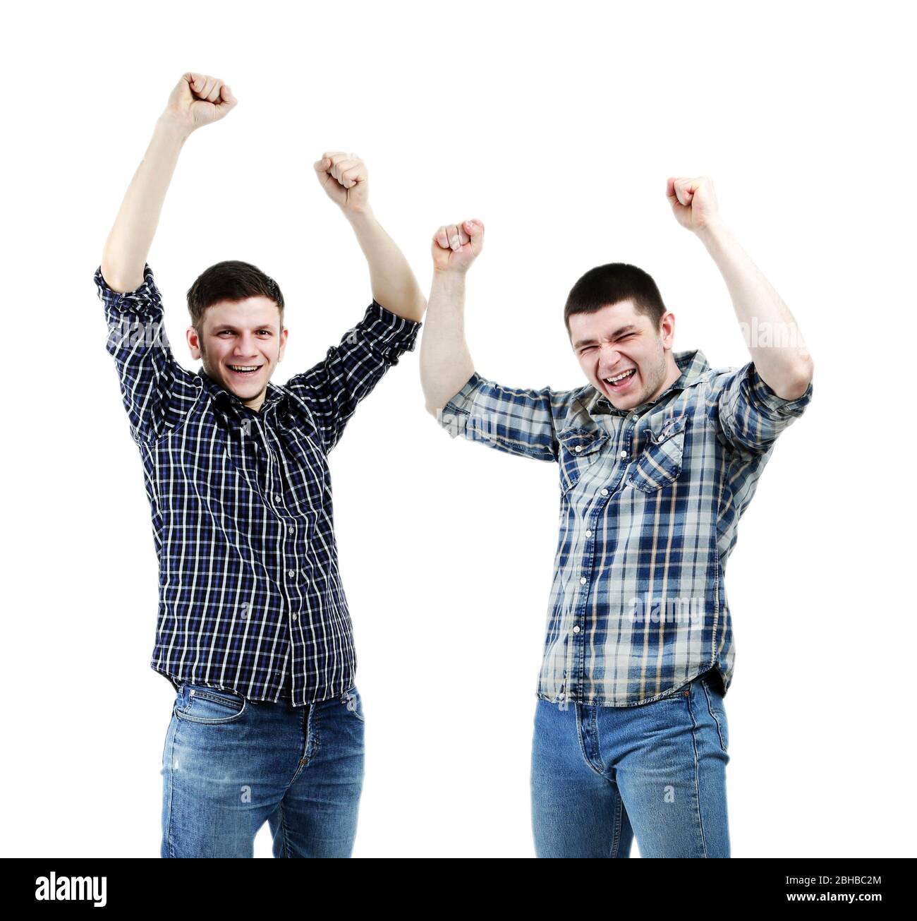 Two handsome young men isolated on white Stock Photo - Alamy