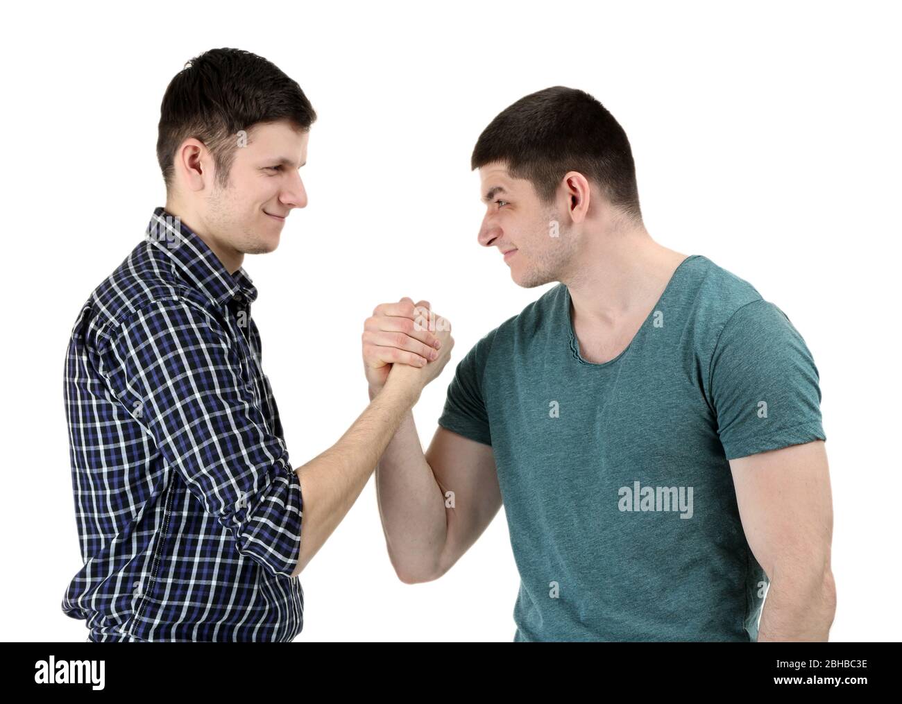 Two handsome young men isolated on white Stock Photo - Alamy