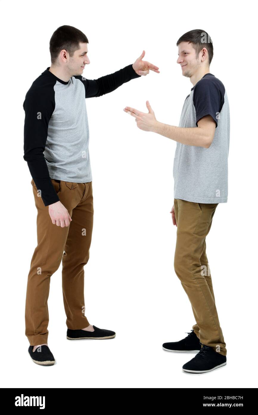 Two handsome young men isolated on white Stock Photo - Alamy
