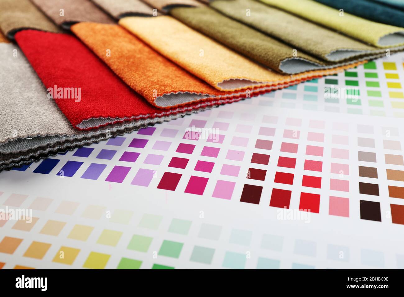Scraps of colored tissue with palette close up Stock Photo - Alamy