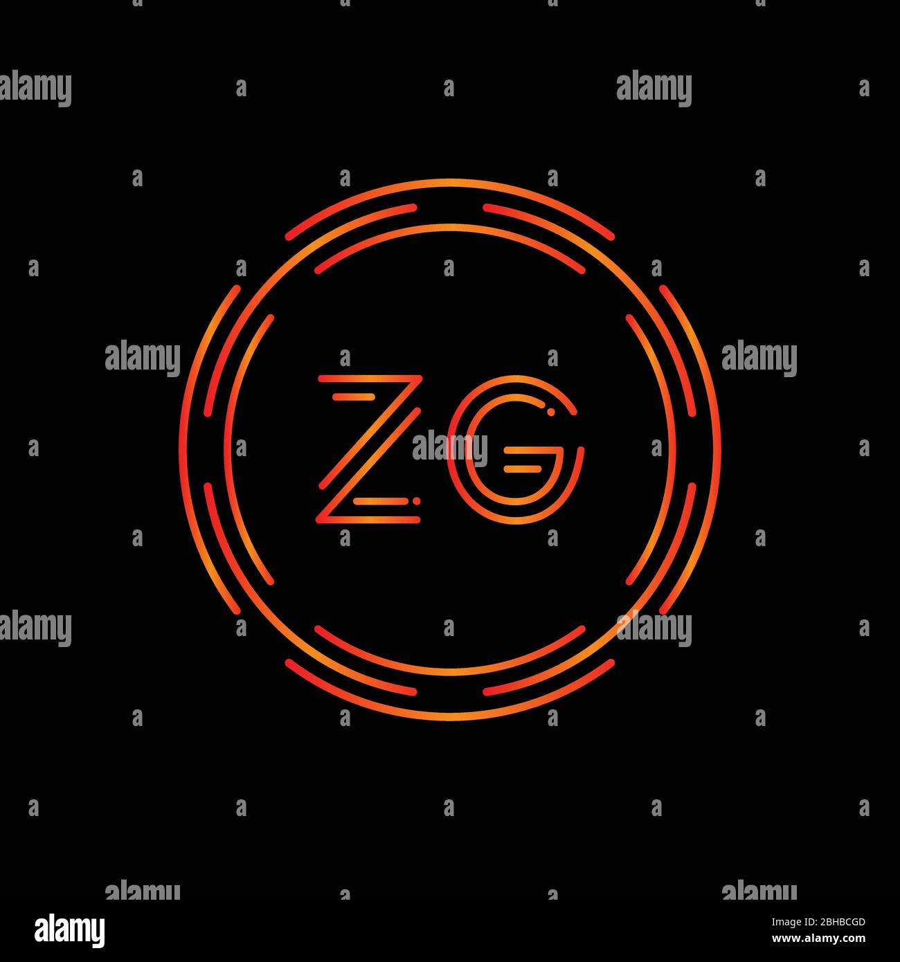 Initial ZG Logo Design Vector Template. Digital Circle Letter ZG ...