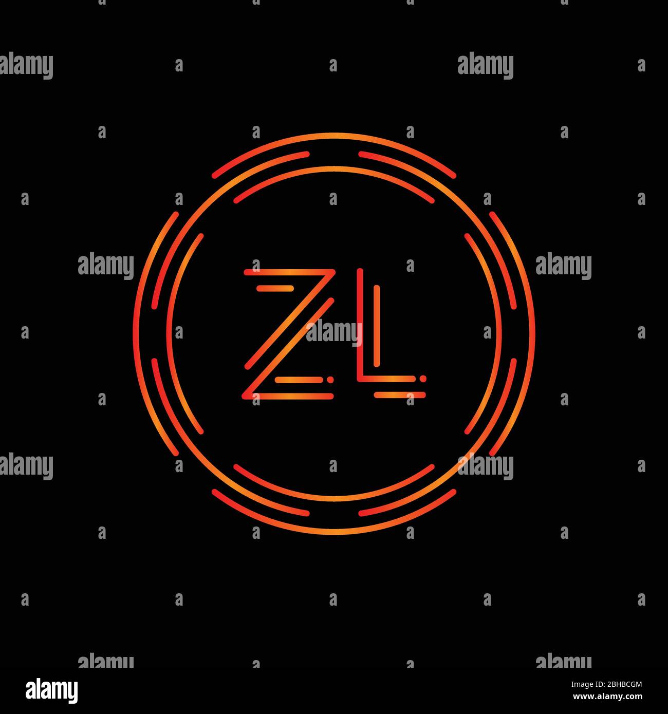 Initial ZL Logo Design Vector Template. Digital Circle Letter ZL ...