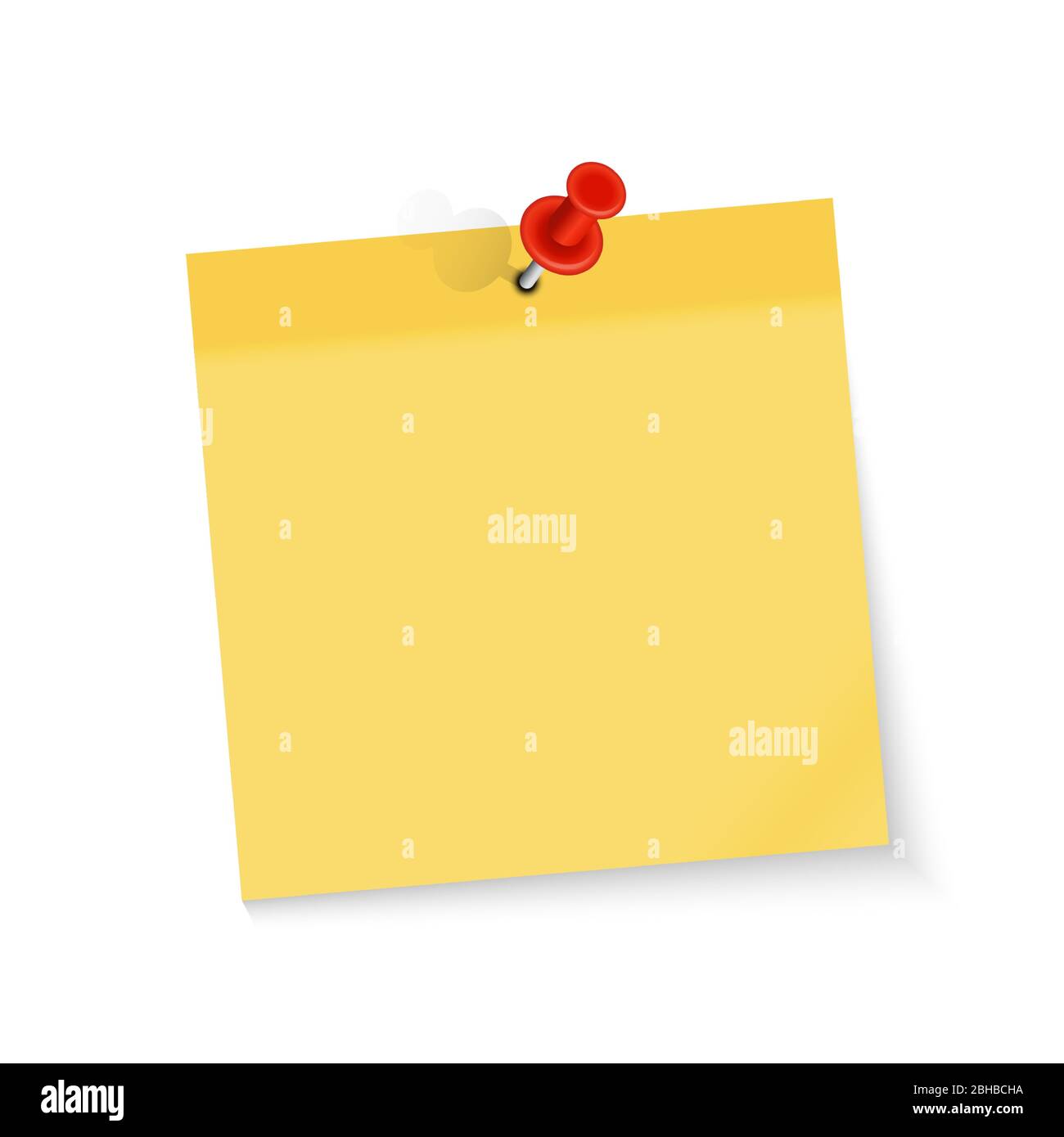 Colored empty paper note sticker with red pin for office text or ...