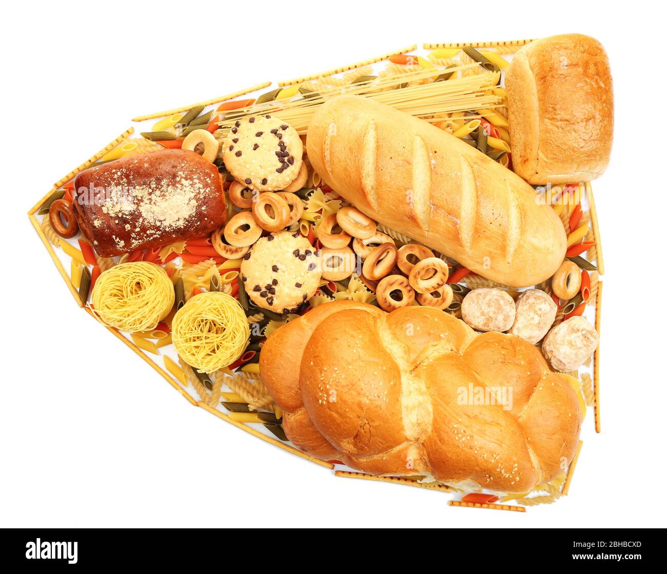 Bread, pasta and bakery products isolated on white Stock Photo - Alamy