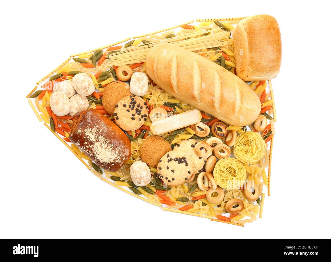 Bread, pasta and bakery products isolated on white Stock Photo - Alamy
