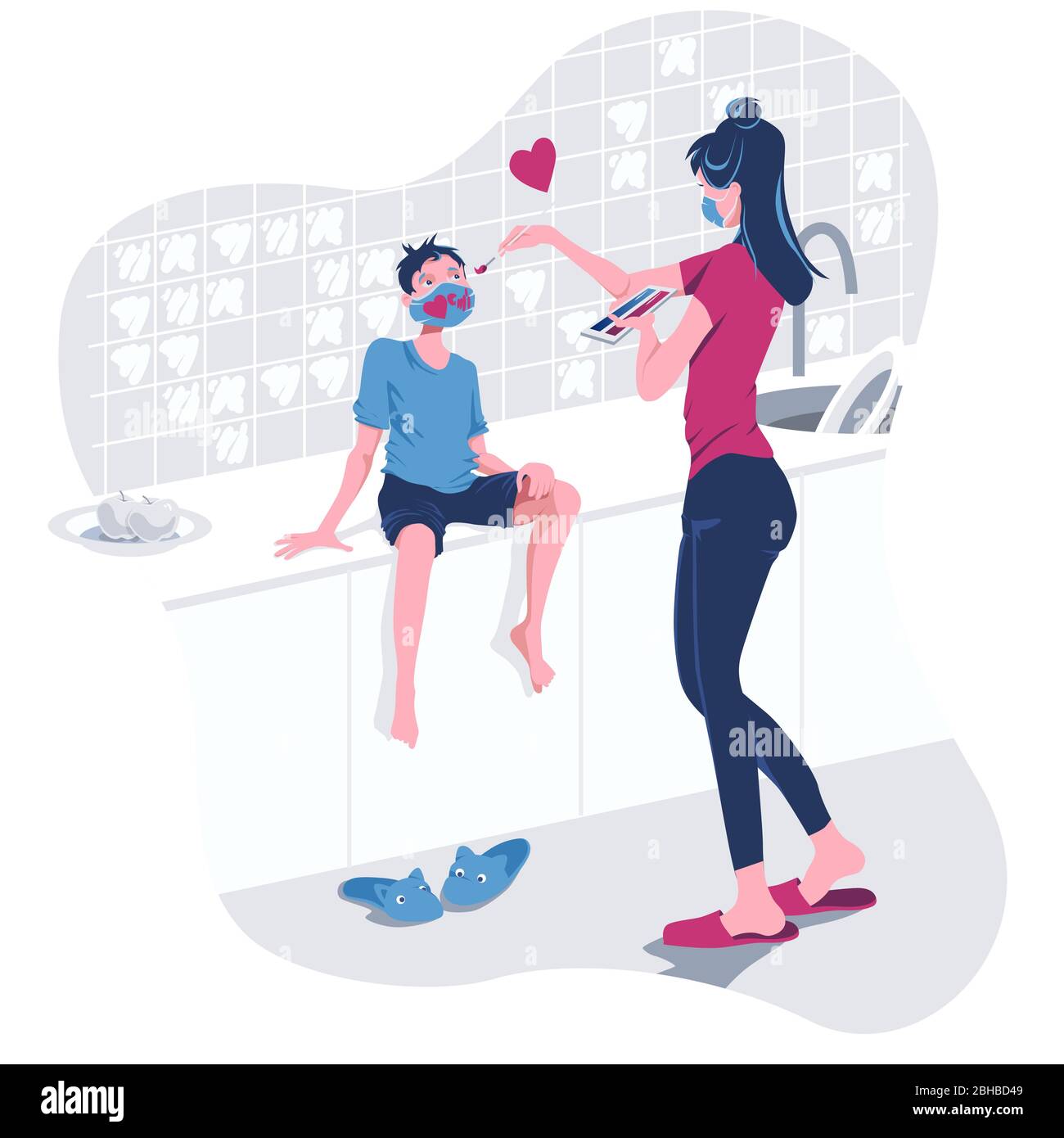 Girl cartoon mask flat Stock Vector Images - Alamy