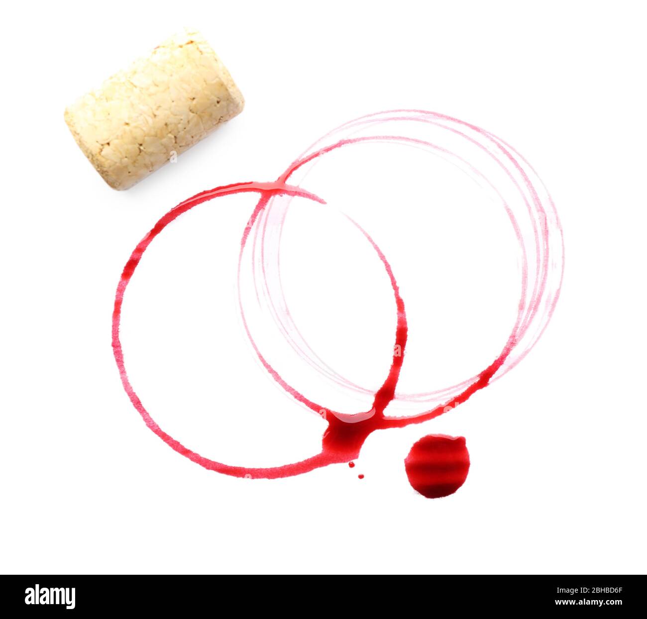 Wine stains and cork isolated on white Stock Photo - Alamy
