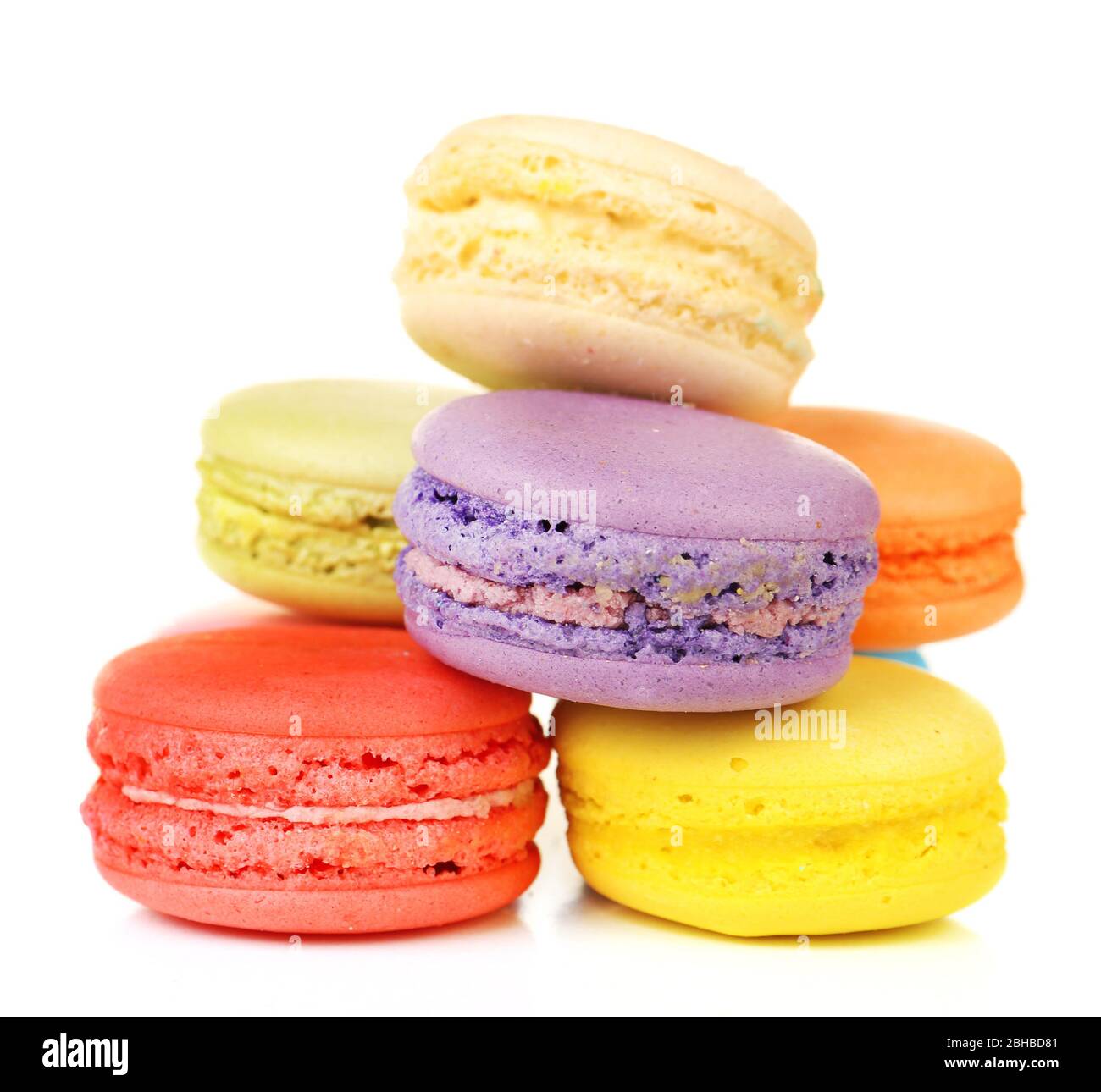Tasty colorful macaroons isolated on white Stock Photo - Alamy