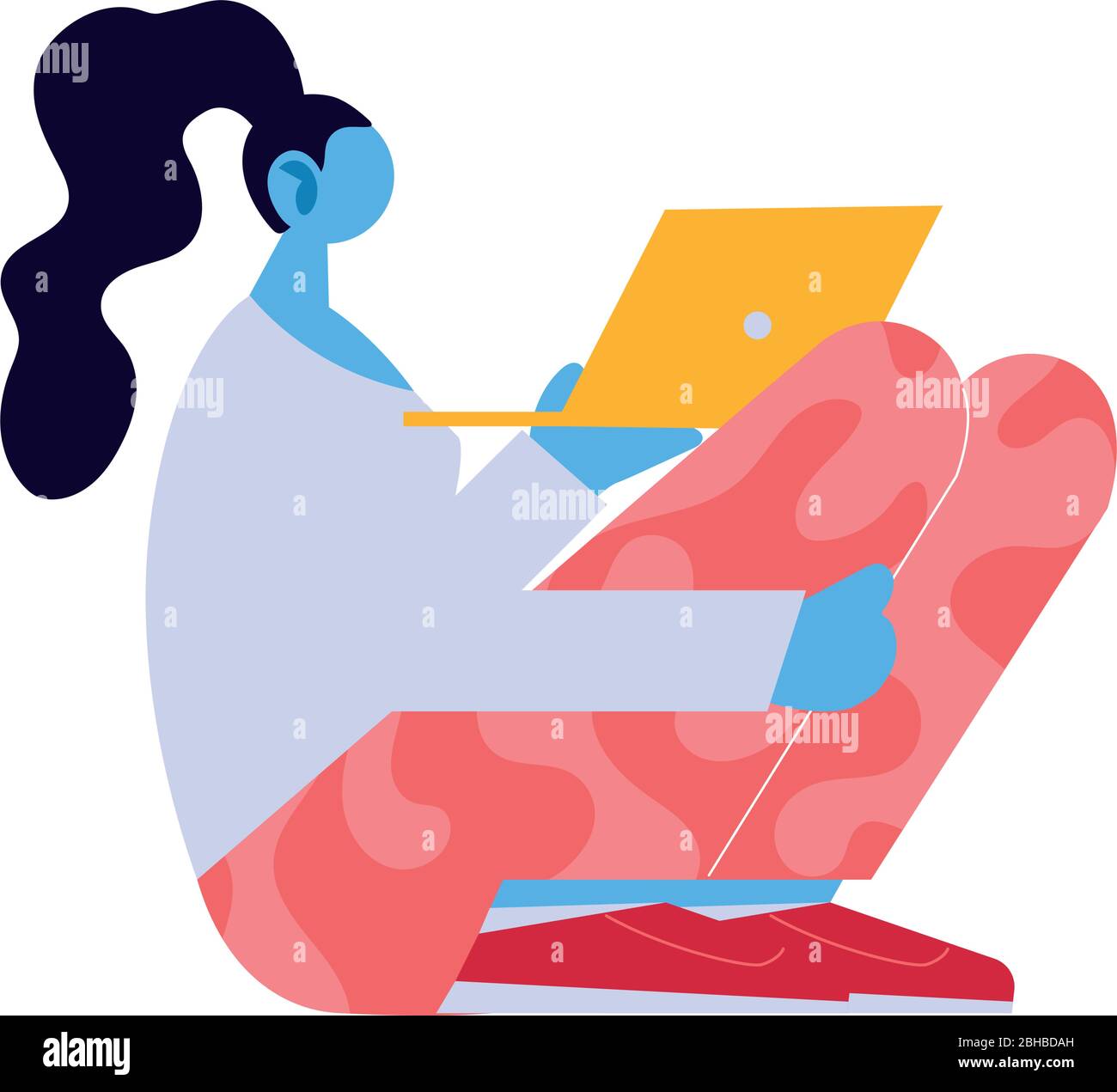 woman connected online on the computer vector illustration design Stock ...