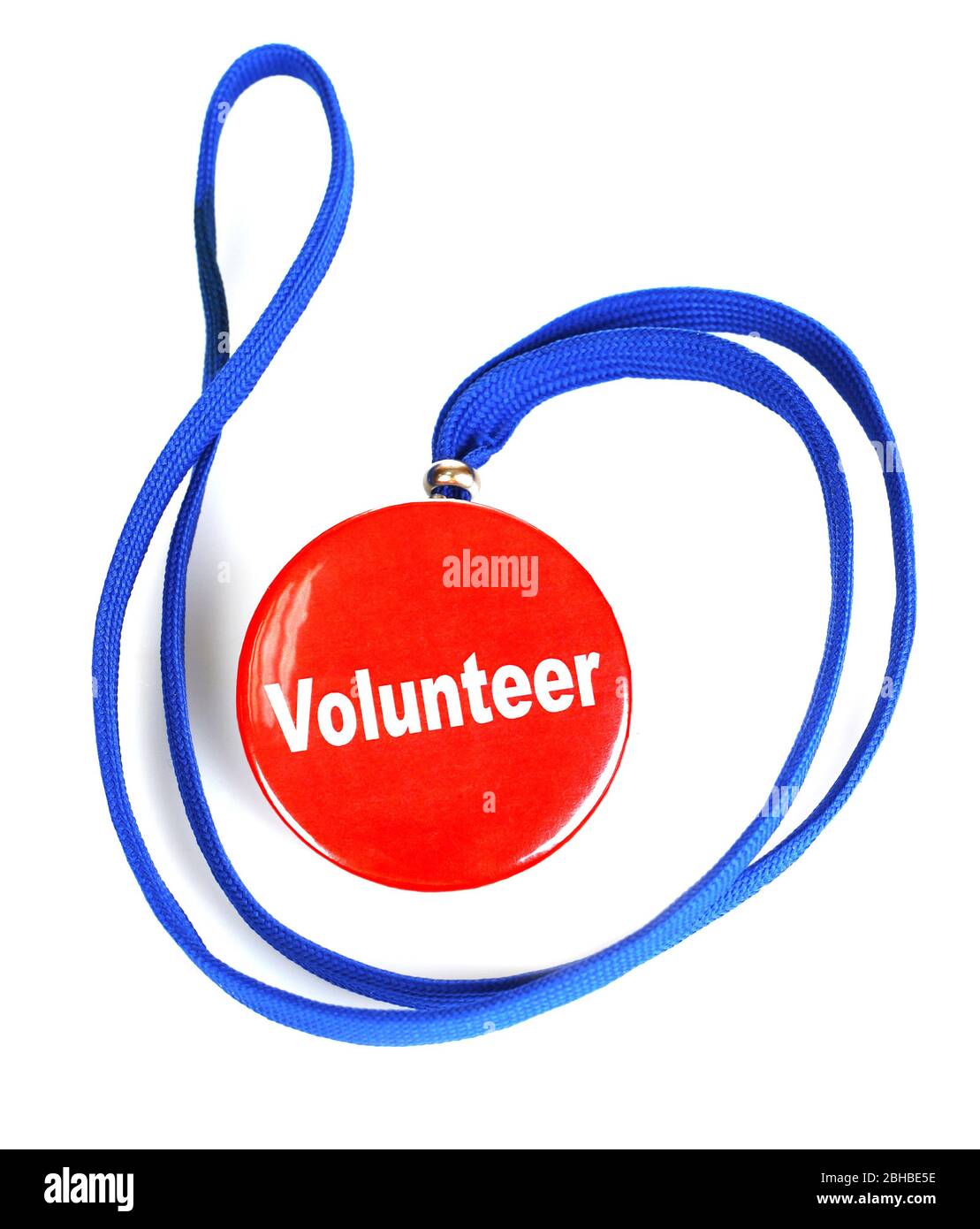 Round volunteer button isolated on white Stock Photo - Alamy