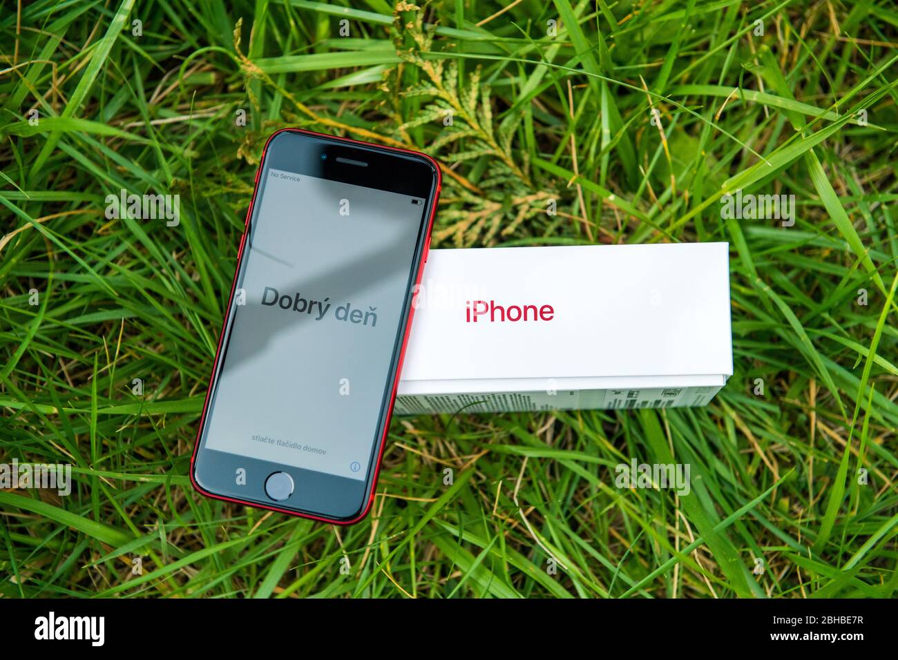 Paris, France - Apr 24, 2020: Dobry den message translated as Hello ...