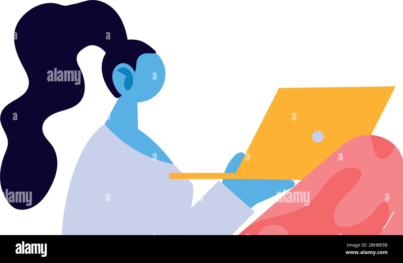 woman connected online on the computer vector illustration design Stock ...