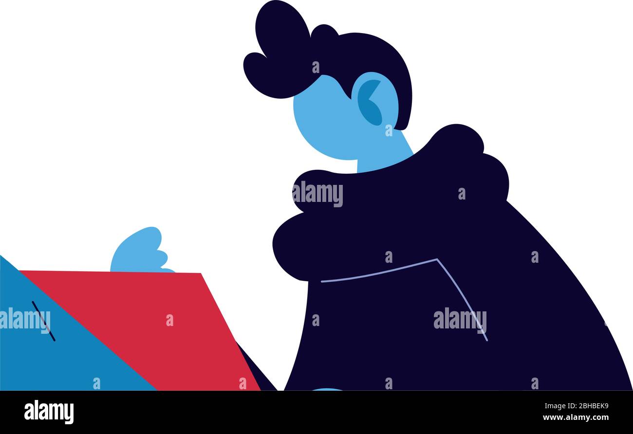 man connected online on the computer vector illustration design Stock ...