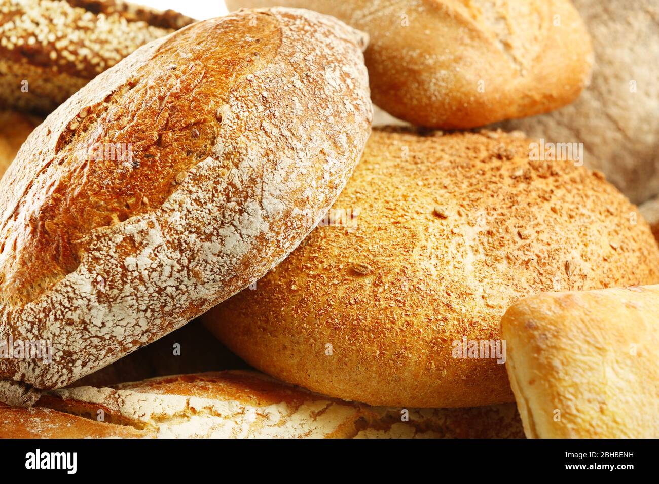 Different fresh bread, close up Stock Photo - Alamy