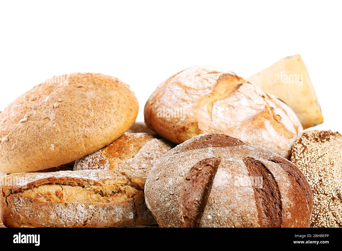 Different fresh bread, isolated on white Stock Photo - Alamy
