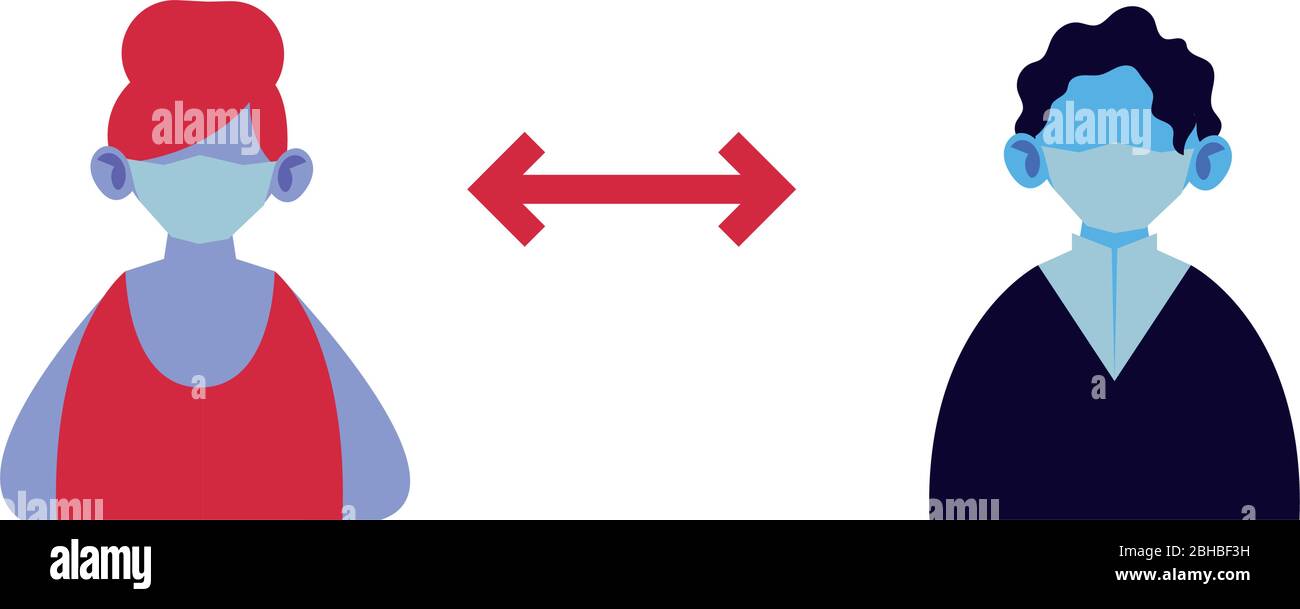 people keep social distance on white background vector illustration ...