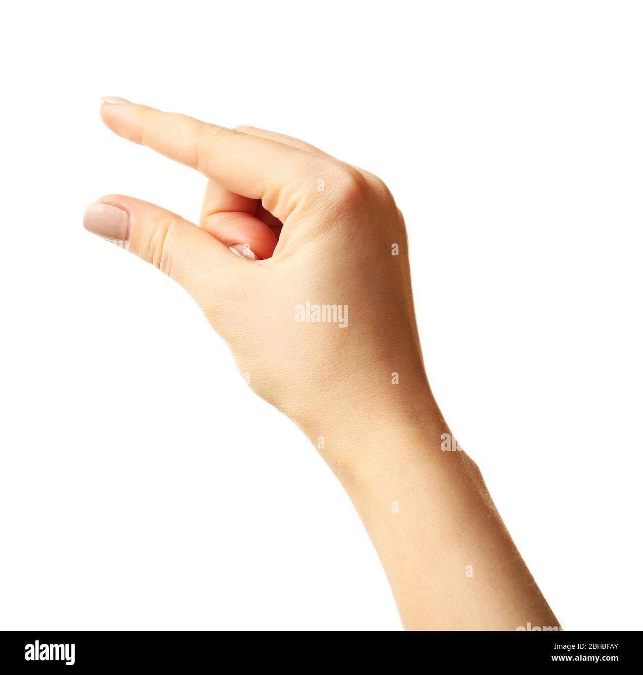 Female hand gesture isolated on white Stock Photo - Alamy