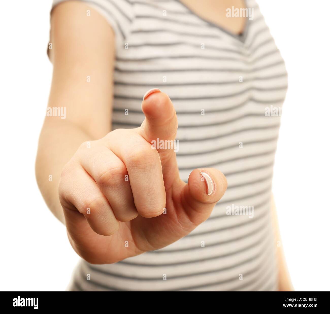 Female hand gesture isolated on white background Stock Photo - Alamy
