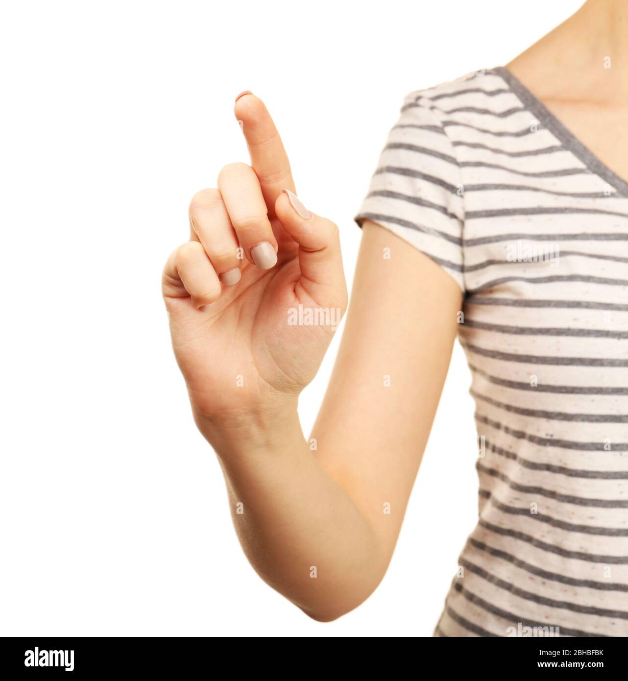 Female hand gesture isolated on white background Stock Photo - Alamy