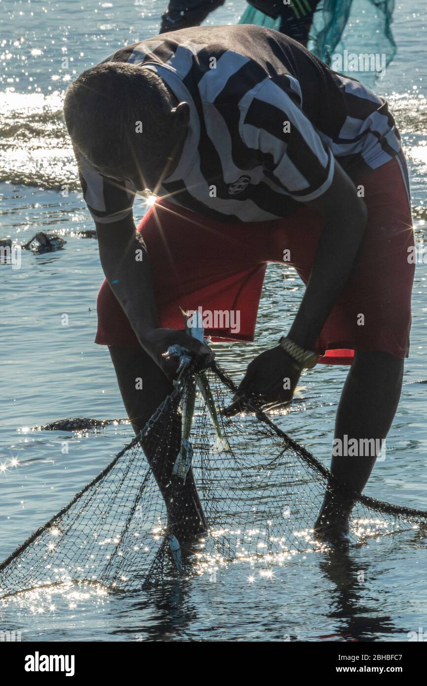 Fisherman using a fishing net in Mergui Archipelago, South Myanmar ...